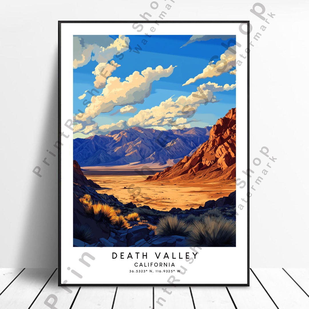 California Travel Print Death Valley Illustration Art Home Decoration ...