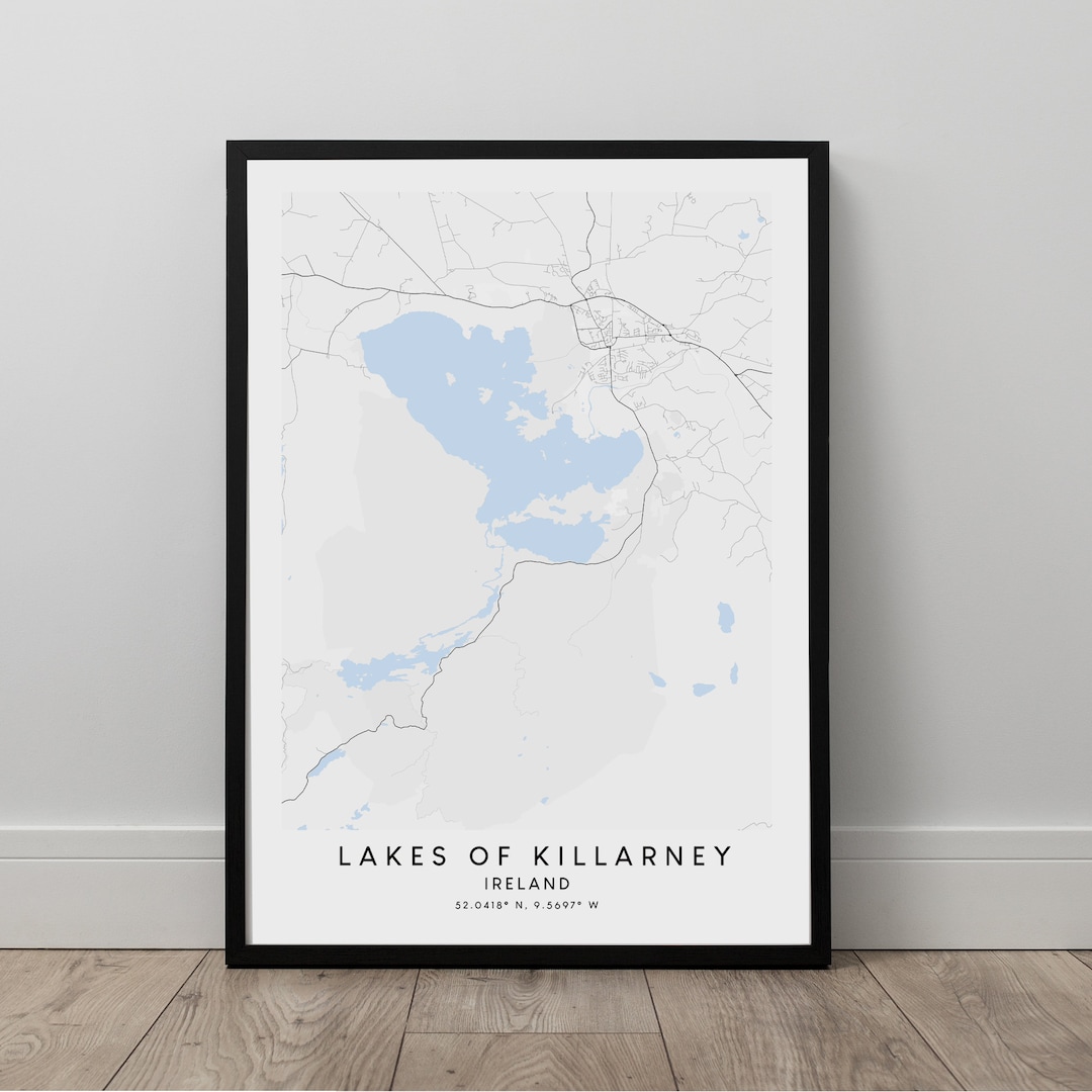 Lakes of Killarney Map Killarney Map Print Killarney Lakes Art - Etsy