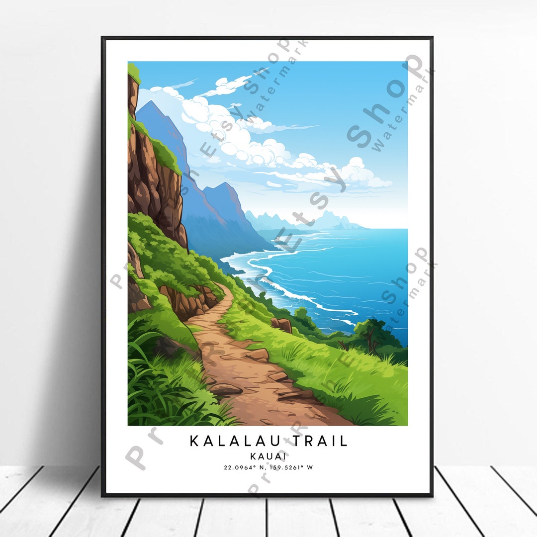 Kauai Travel Print Kalalau Trail Poster Kalalau Trail Wall Art Kalalau ...