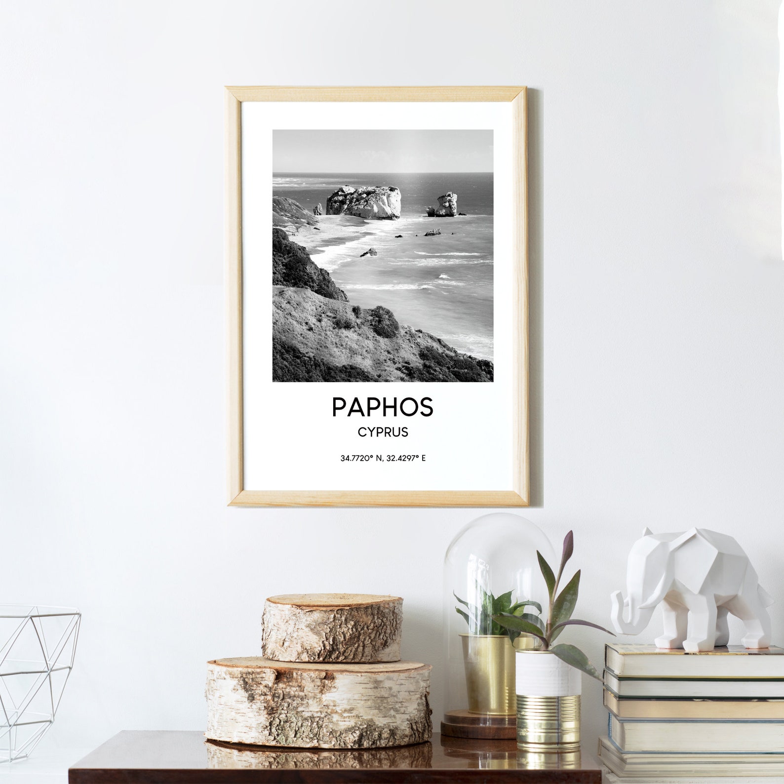 Paphos Cyprus Travel Print Black and White Paphos City Poster | Etsy