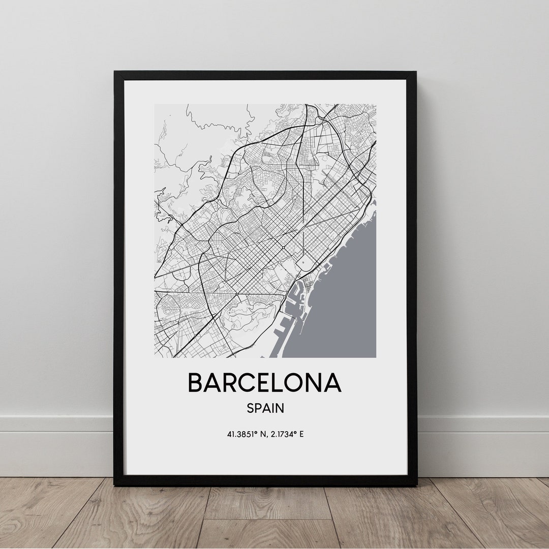 Barcelona Map Print Barcelona Map Poster Minimalist Barcelona Print ...