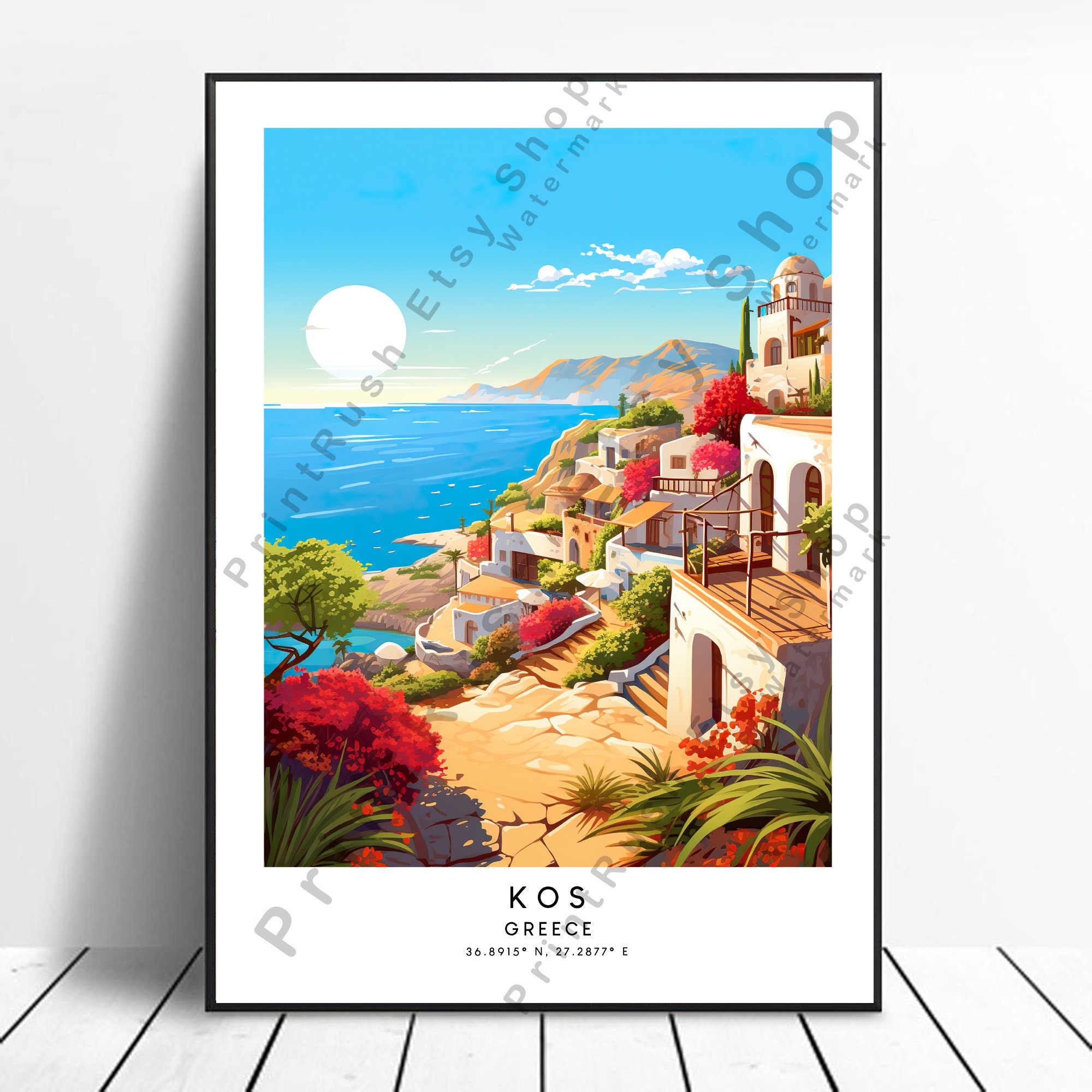Kos Travel Print Colourful Kos Poster Kos Illustration Minimalist Kos ...
