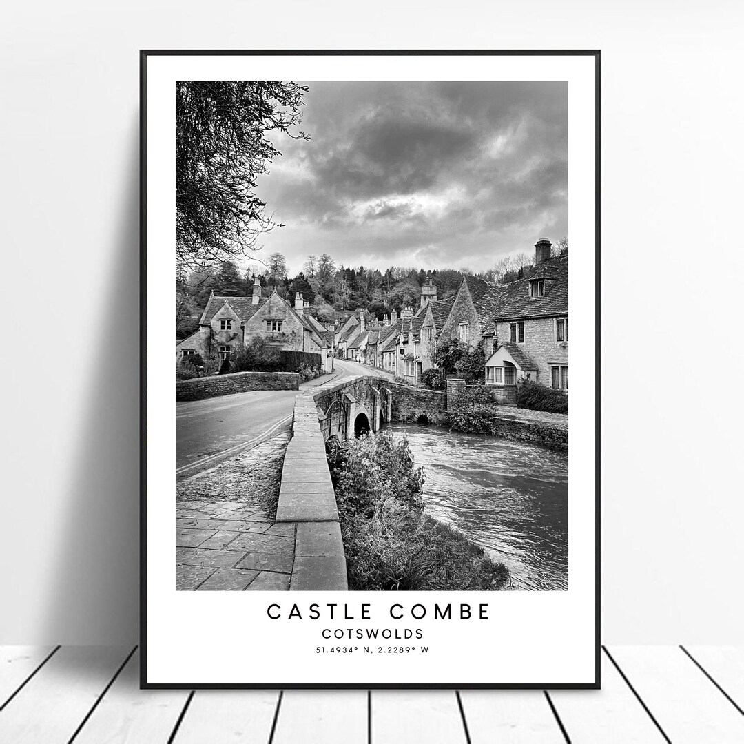 Castle Combe Print Black and White Castle Combe Poster Minimalist ...