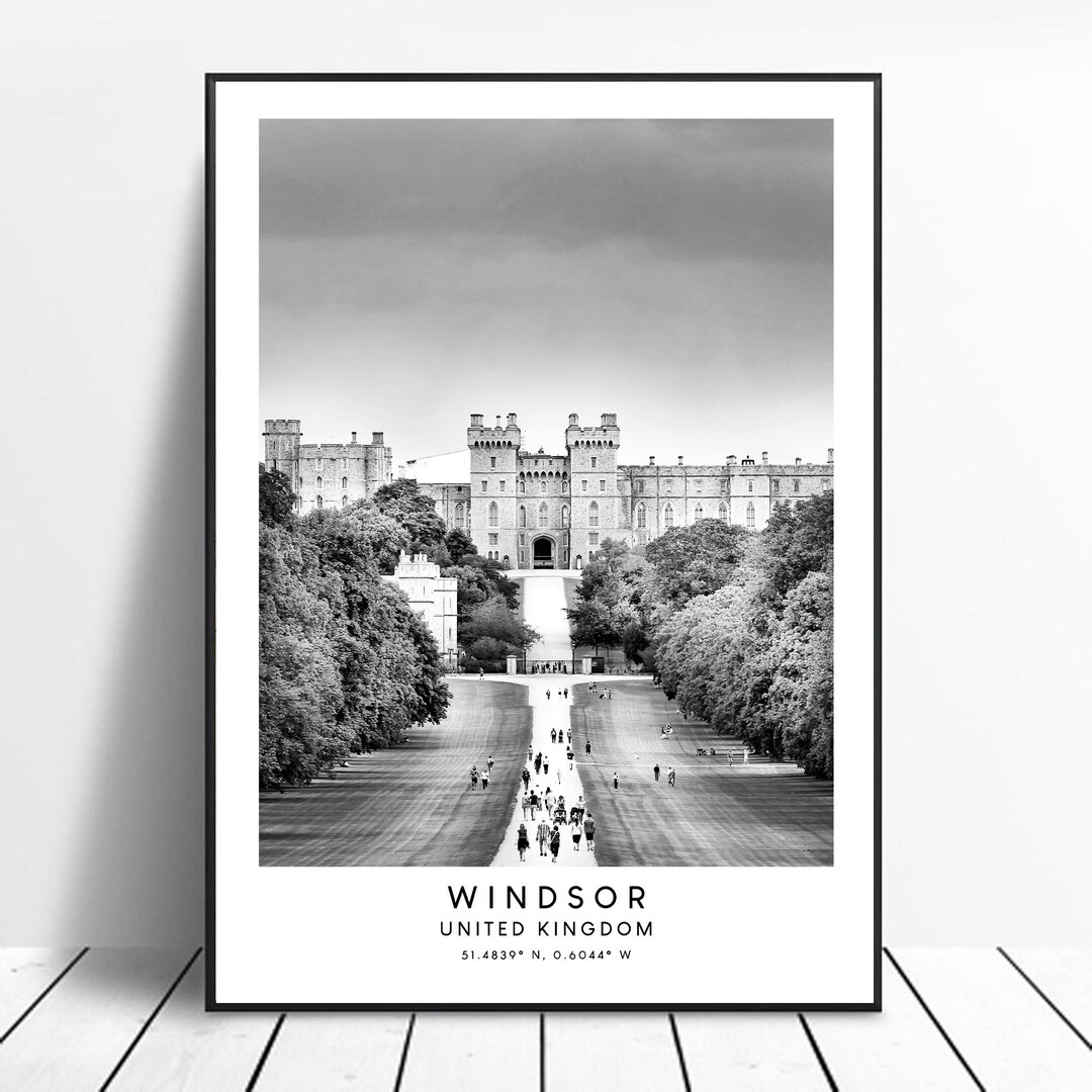 Windsor Travel Print Black and White Windsor Castle Print Minimalist ...