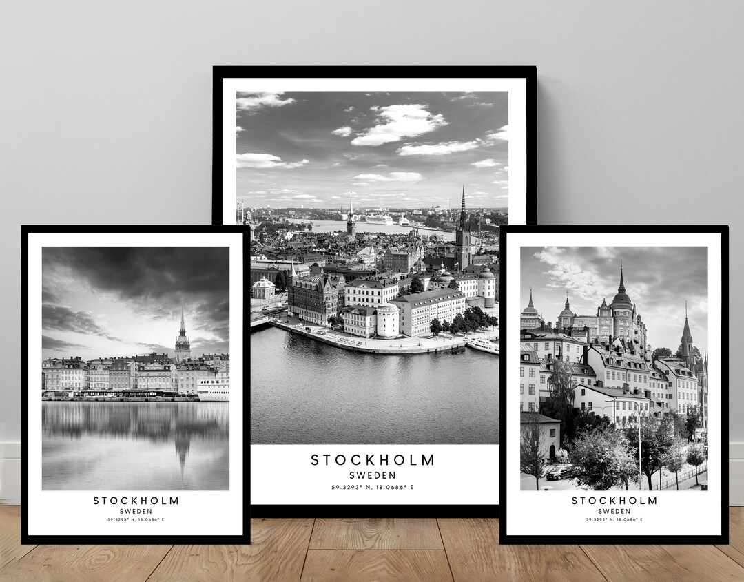 Stockholm City Print Stockholm Wall Art Black and White Stockholm ...