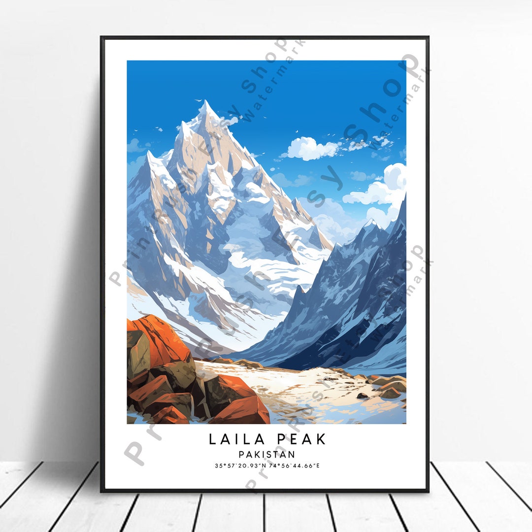 Laila Peak Print Colourful Laila Peak Poster Laila Peak Wall Print ...
