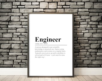 Funny Engineer Definition Wall Art Funny Engineer Poster Engineer Print ...