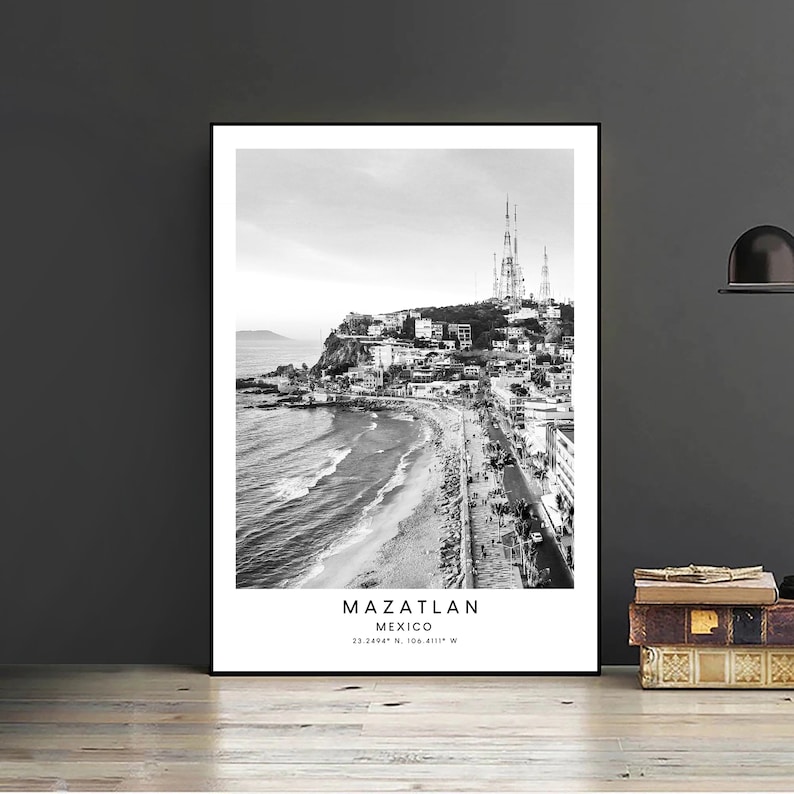 Mazatlan Travel Print Mazatlan Wall Art Mazatlan Print Black and White ...