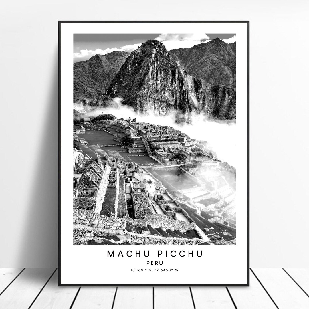 Machu Picchu Travel Print Machu Picchu Wall Art Black and White Machu ...