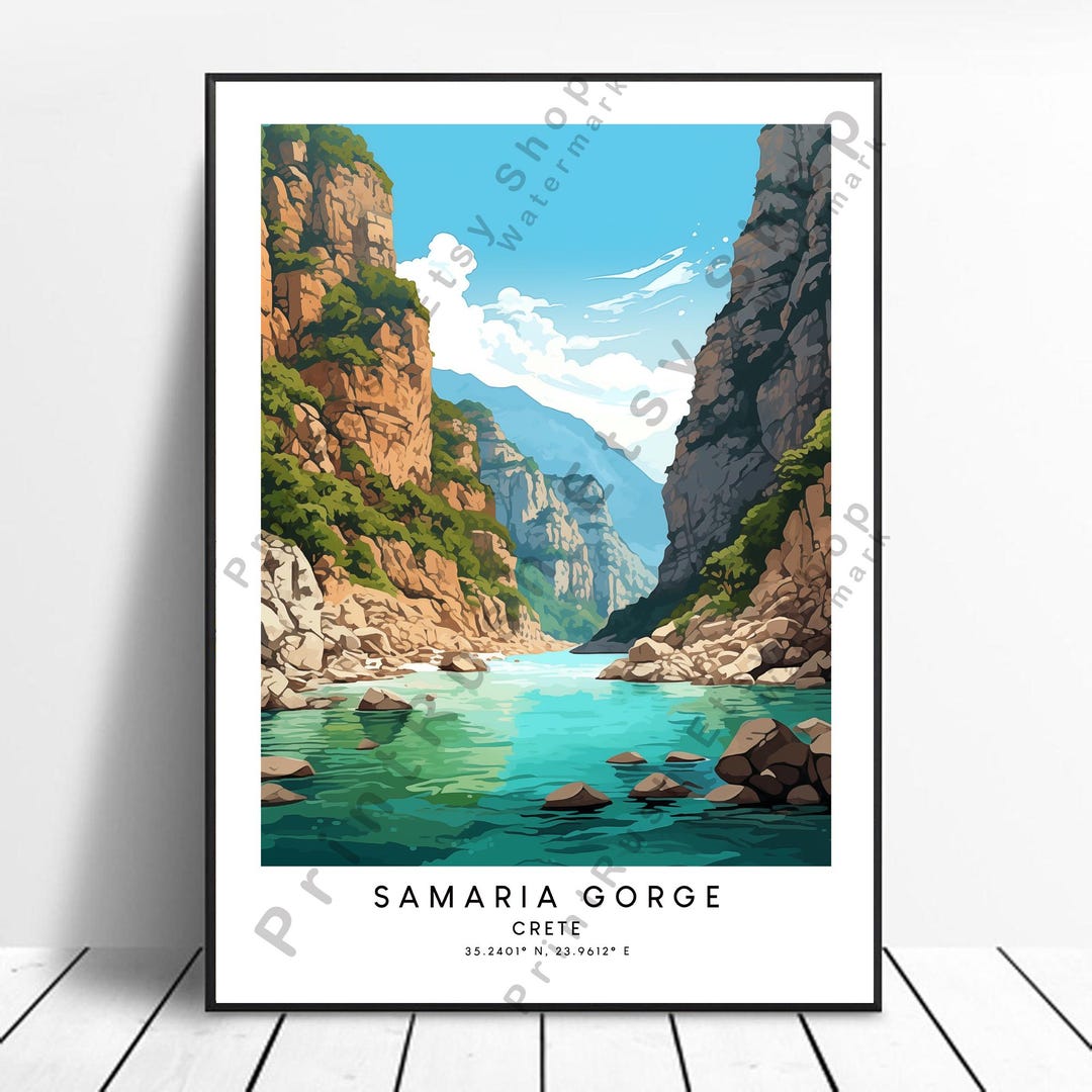 Samaria Gorge Crete Travel Print Wall Art Samaria Gorge Poster Crete ...