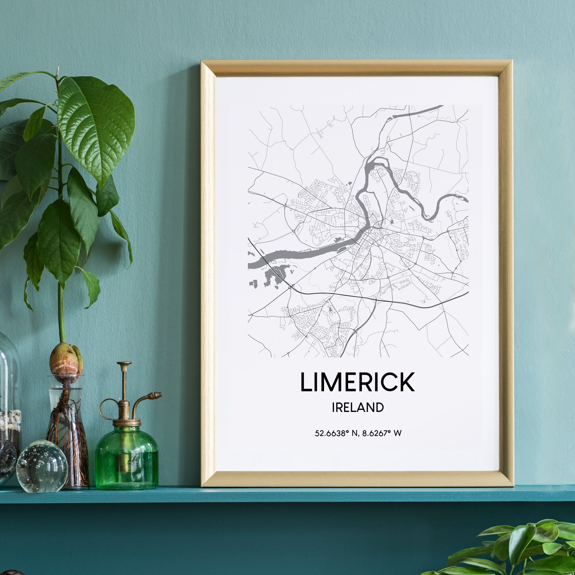 Limerick Map Print Limerick City Map Wall Art Poster Limerick Republic ...