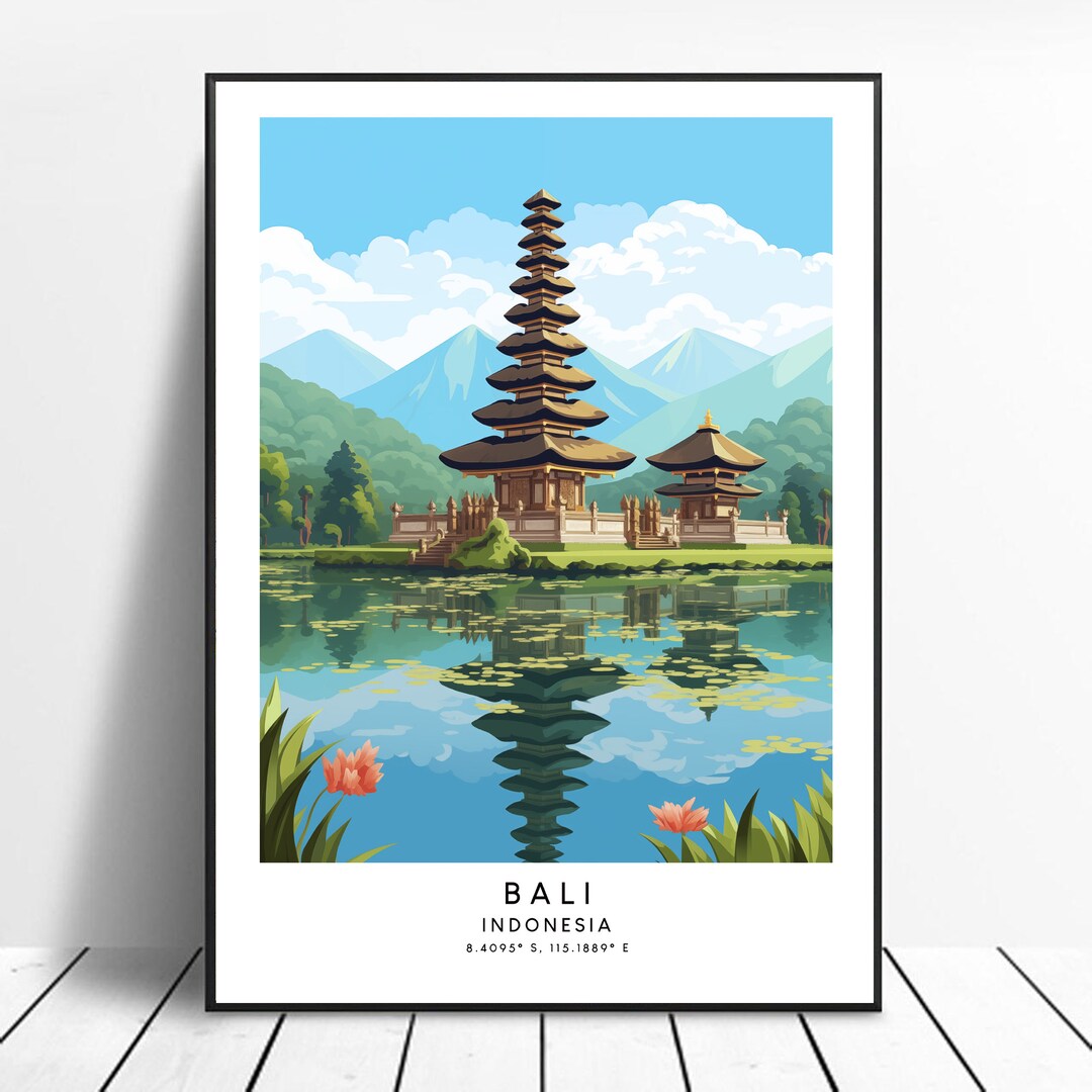 Bali Indonesia Travel Print Colourful Bali Poster Wall Decor Bali Wall ...