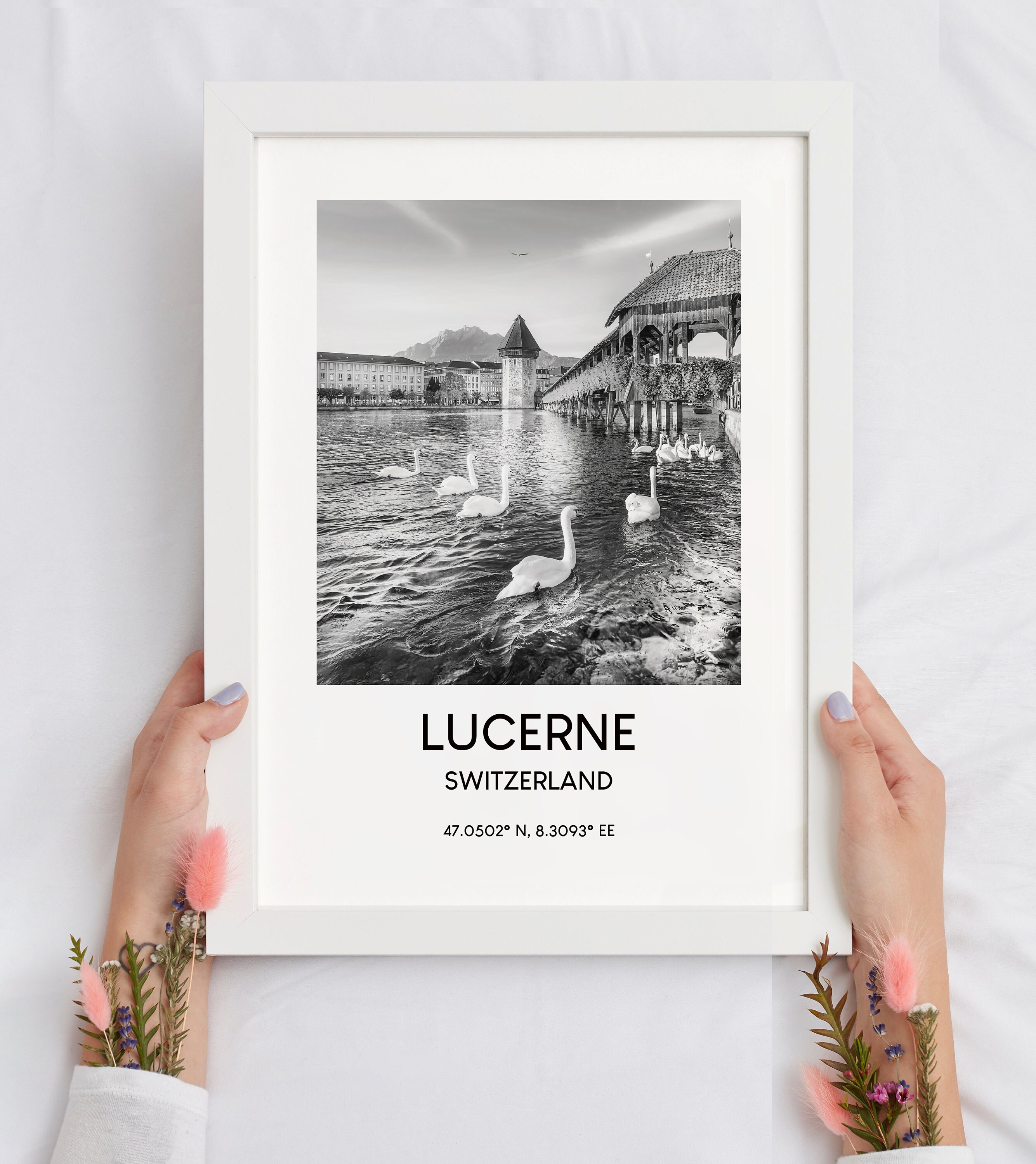 Lucerne Travel Print Lucerne Switzerland Poster Black and | Etsy