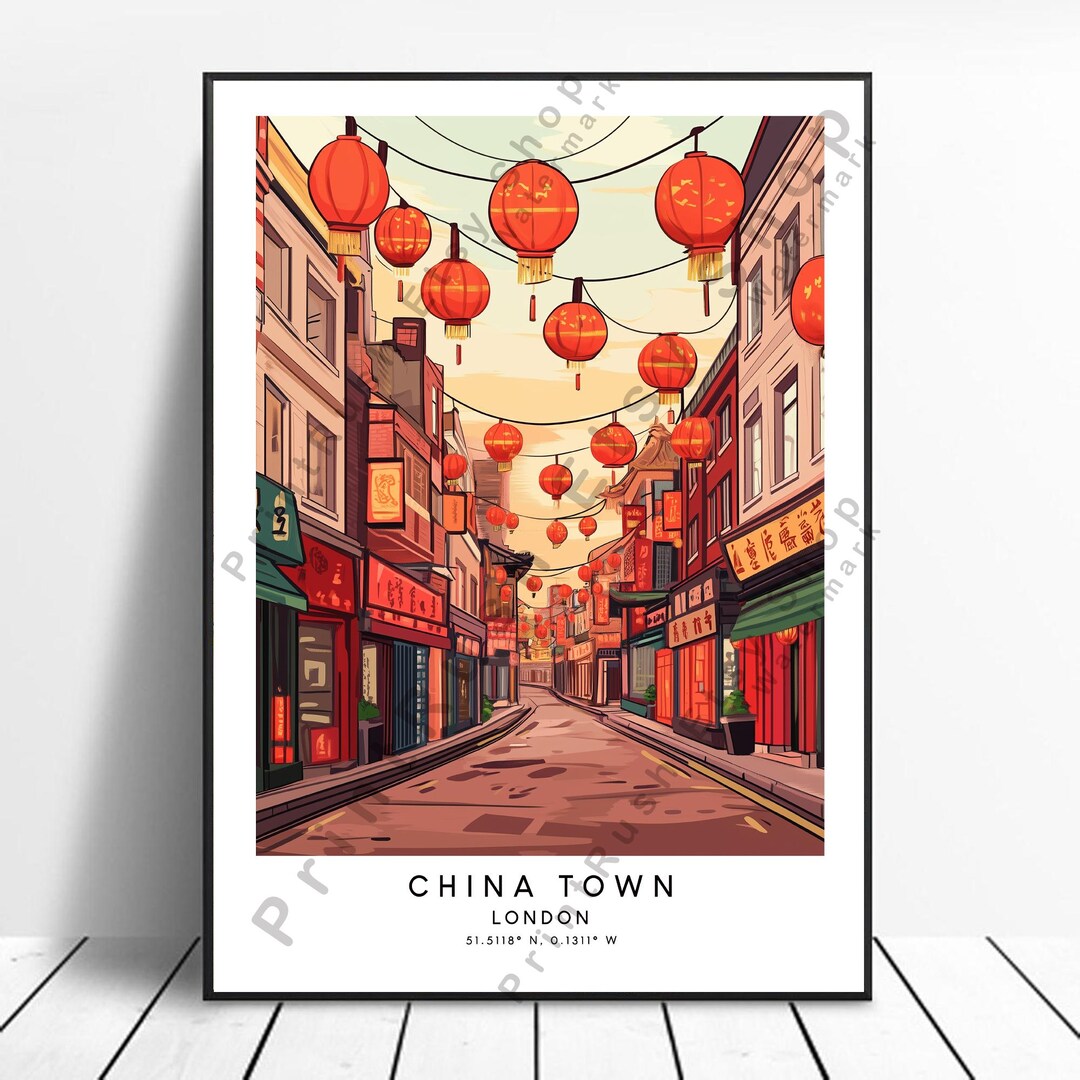 Chinatown London Print Chinatown Poster Colourful Chinatown Wall Art ...