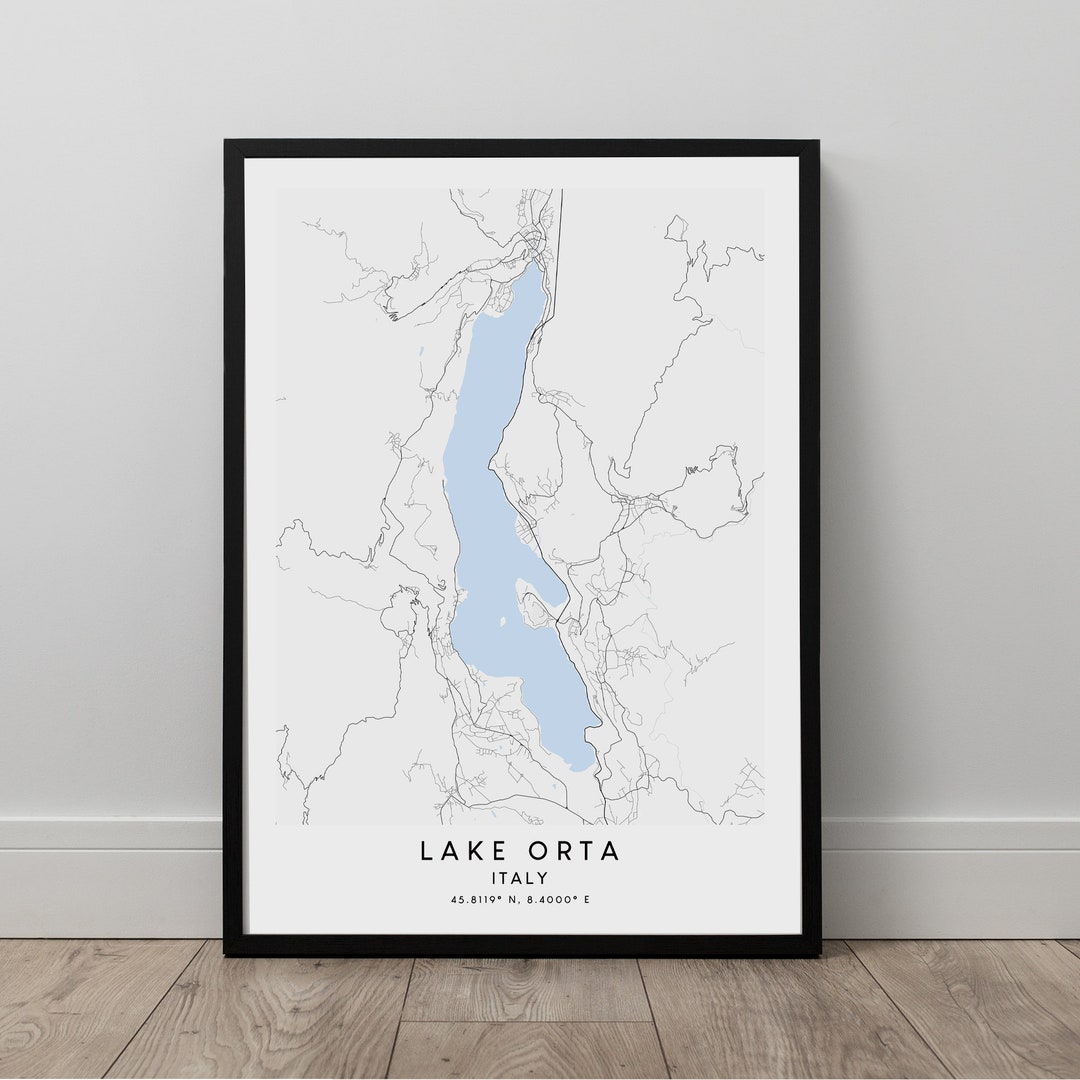 Lake Orta Map Lake Orta Map Poster Lake Orta Travel Print Lake Orta ...