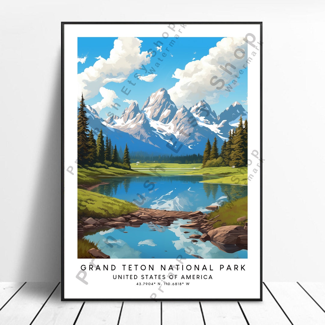 Grand Teton National Park Travel Print Grand Teton Poster Wall Art ...