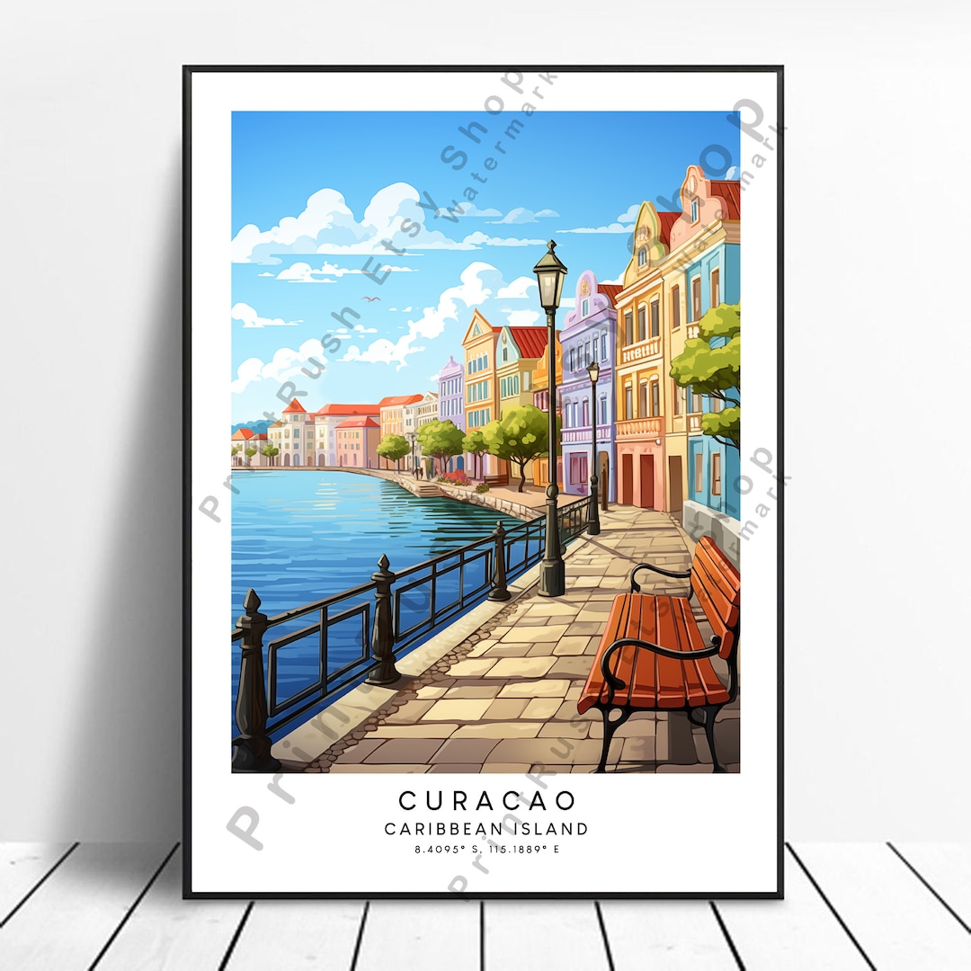 Curaçao Travel Print Curacao Poster Colourful Curaçao Print Curacao ...