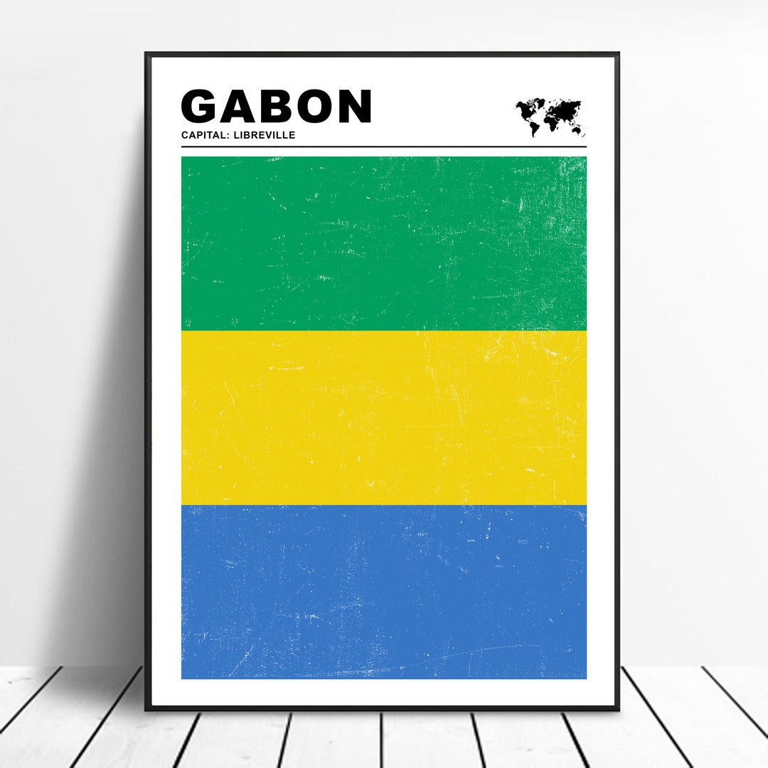 Gabon Flag Gabon Vertical Flag Print Gabon Horizontal Flag Poster Gabon ...