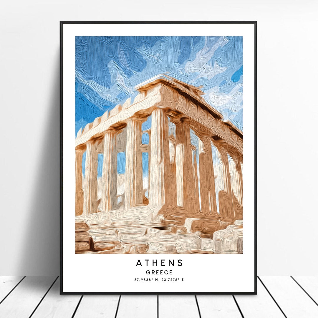 Athens Oil Paint Print Athens Poster Athens Wall Art Athens Oil Effect ...