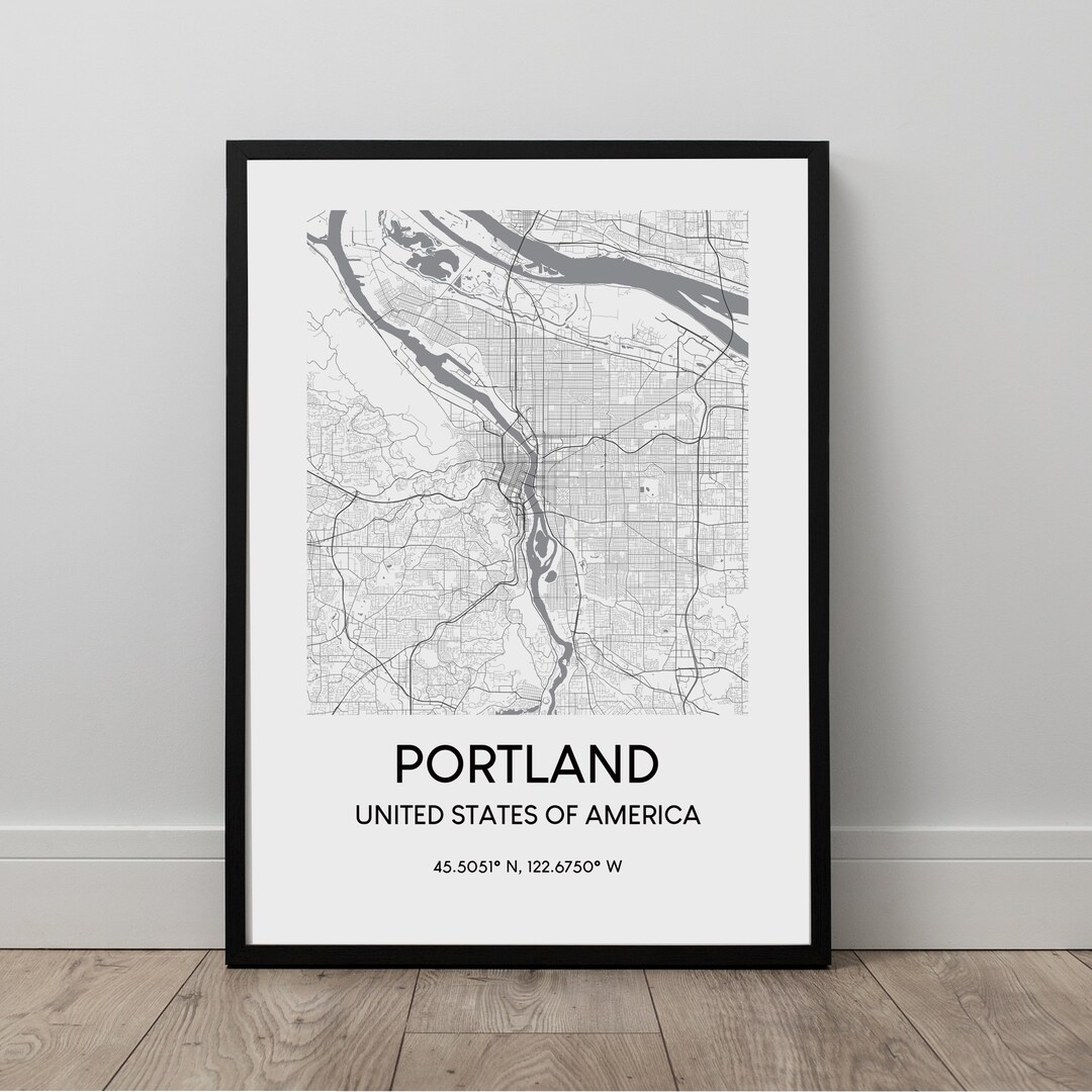 Portland Map Print Portland Map Poster Portland Travel Print - Etsy