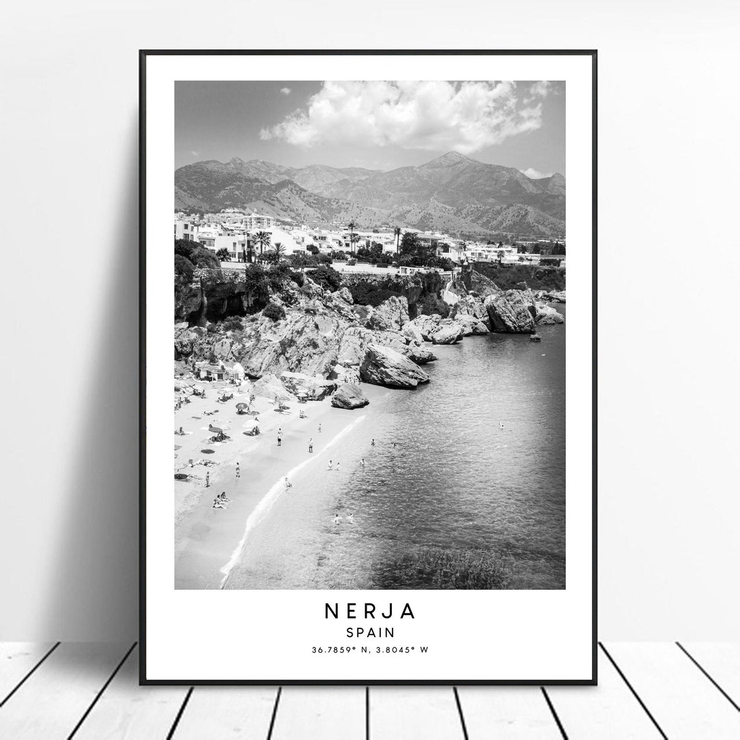 Nerja Art Print Black and White Nerja Poster Nerja Travel Print ...