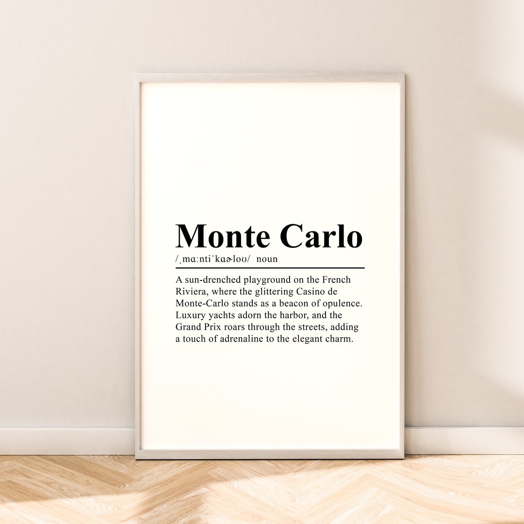 Monte Carlo Travel Print Monte Carlo Definition Poster Monte Carlo Wall ...