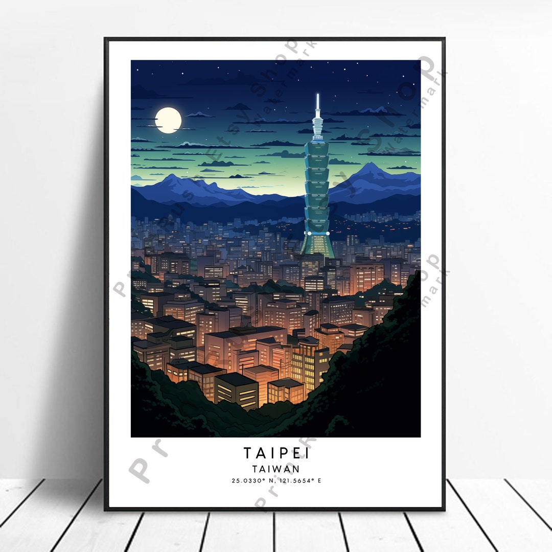Taipei Taiwan Travel Print Taipei Wall Decor Minimalist Taipei Wall ...