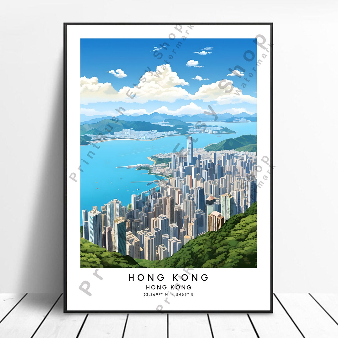 Hong Kong Travel Print Colourful Hong Kong Poster Hong Kong Print ...