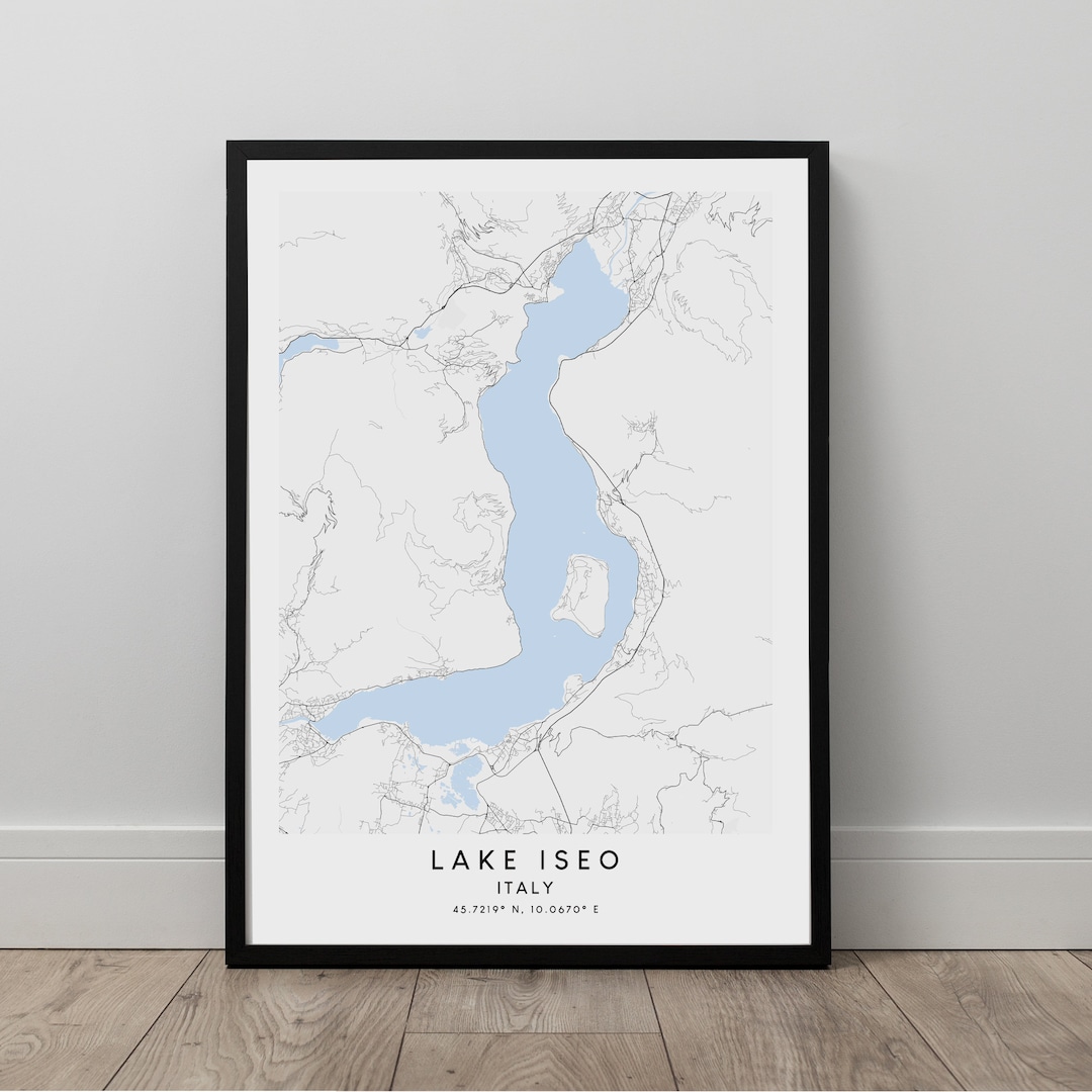 Lake Iseo Map Minimalist Lake Iseo Print Lake Iseo Wall Art Lake Iseo ...
