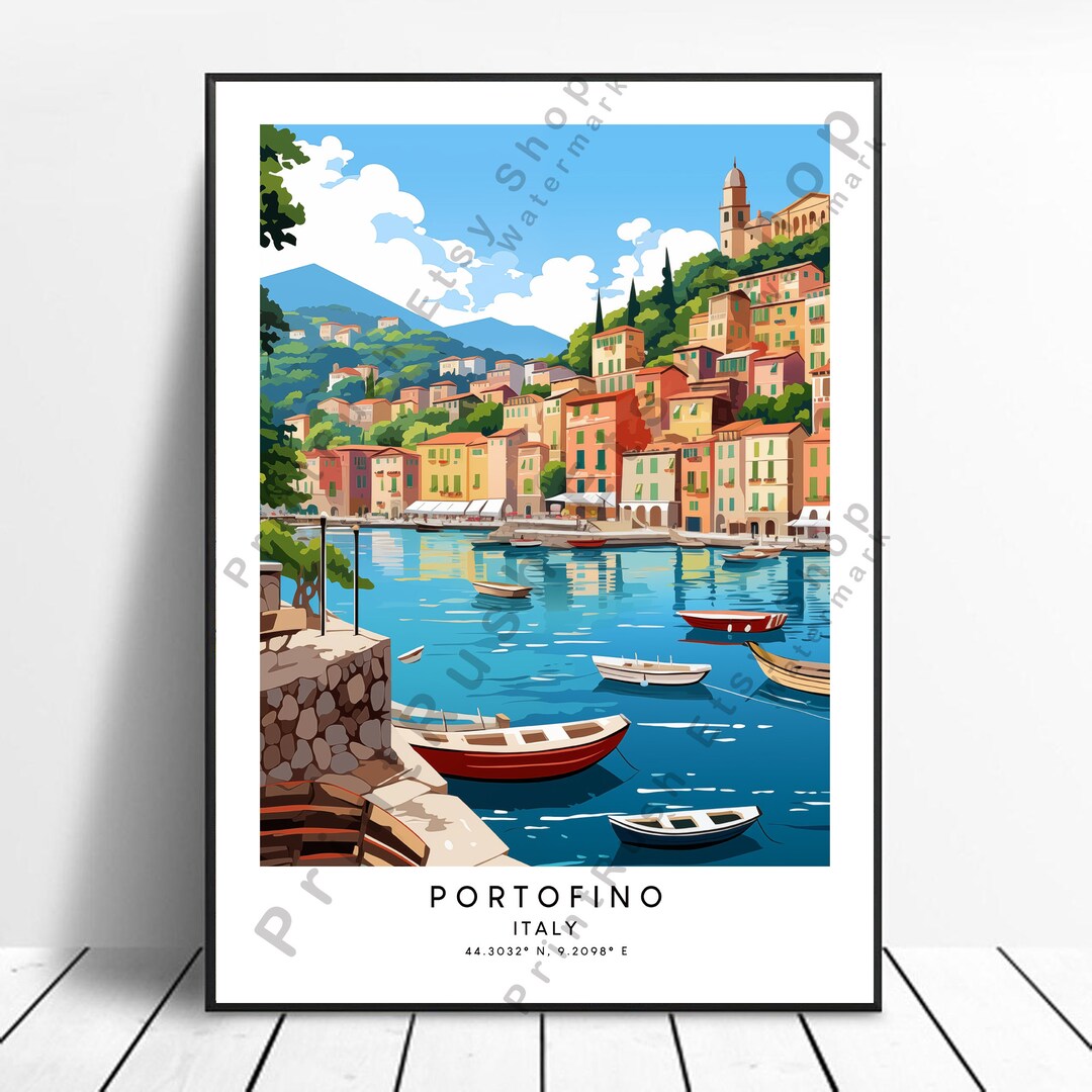 Portofino Travel Print Italy Wall Art Portofino Poster Portofino ...