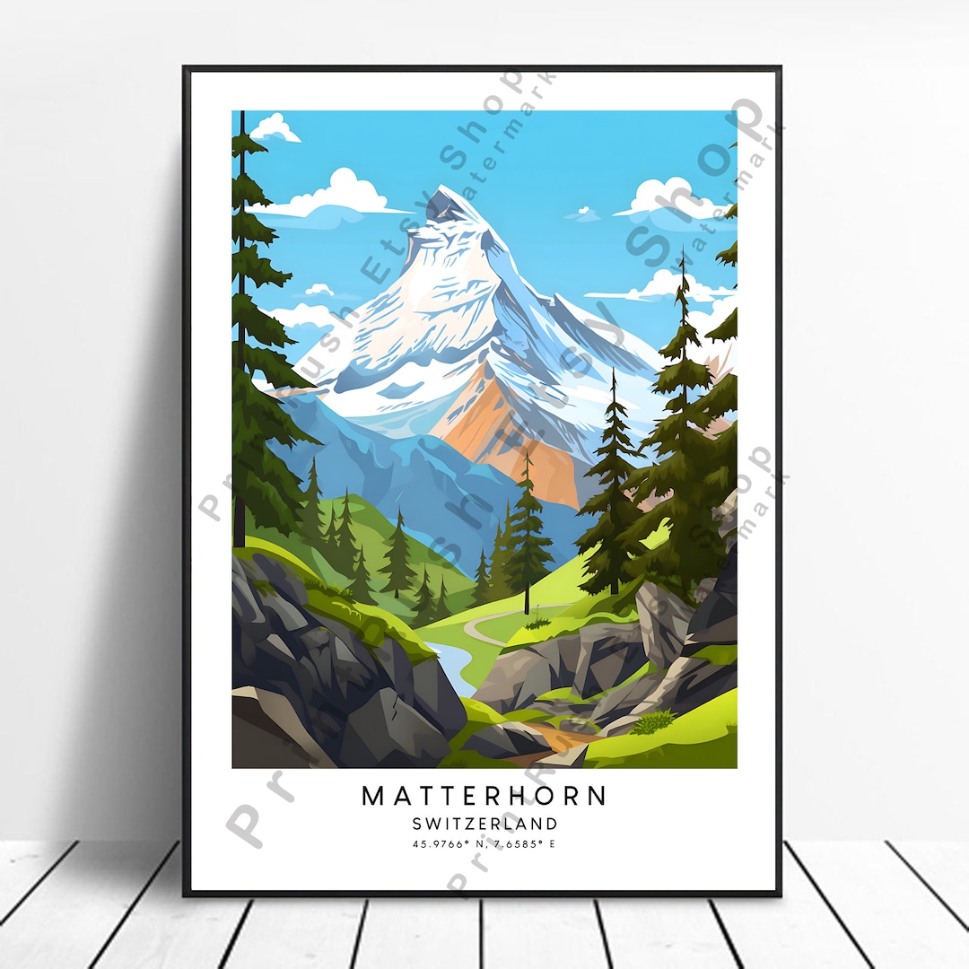 Matterhorn Print Matterhorn Poster Mountain Wall Art Switzerland Travel ...