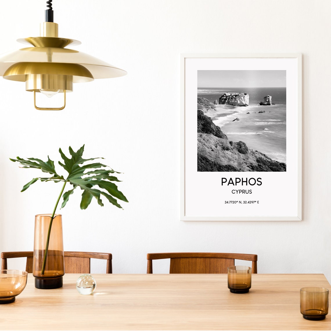 Paphos Cyprus Travel Print Black and White Paphos City Poster | Etsy