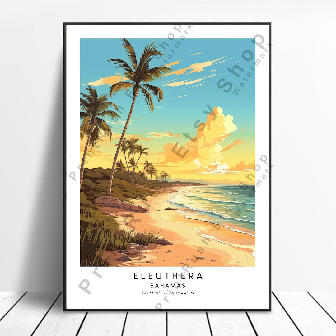 Eleuthera Bahamas Travel Print Eleuthera Poster Eleuthera Home Art Wall ...