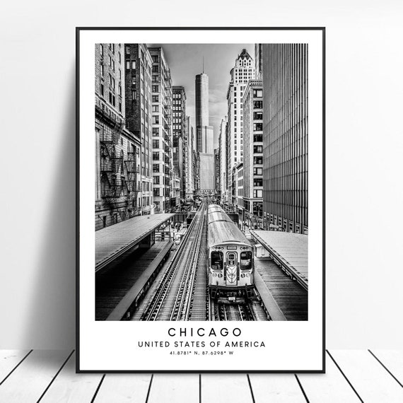 Chicago Print Chicago Wall Art Black and White Chicago Poster - Etsy