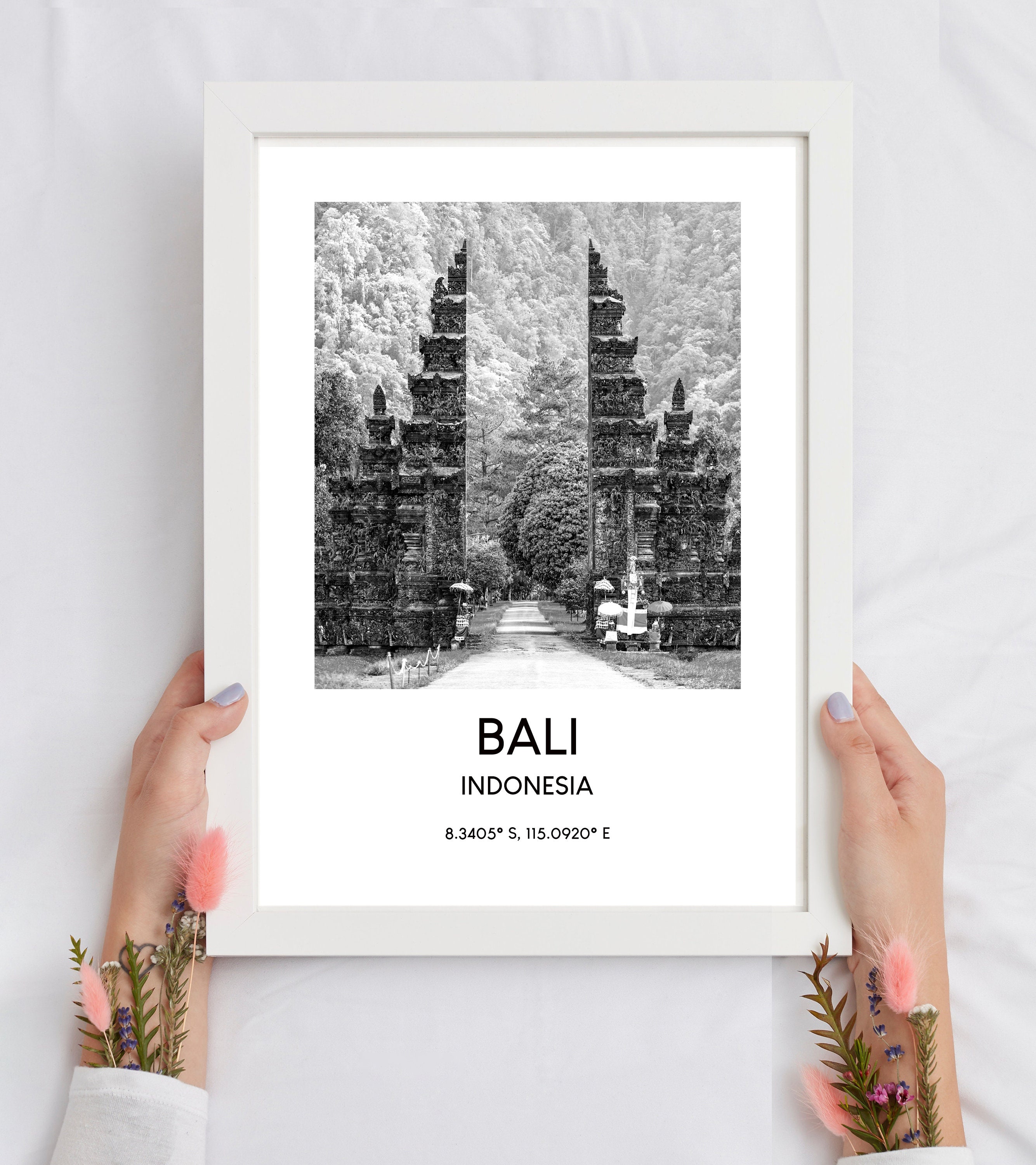 Bali Indonesia Travel Print Bali Wall Art Poster Black and | Etsy