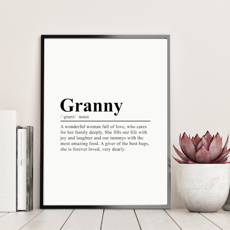 Granny Definition Print Granny Definition Poster Granny Print Granny ...