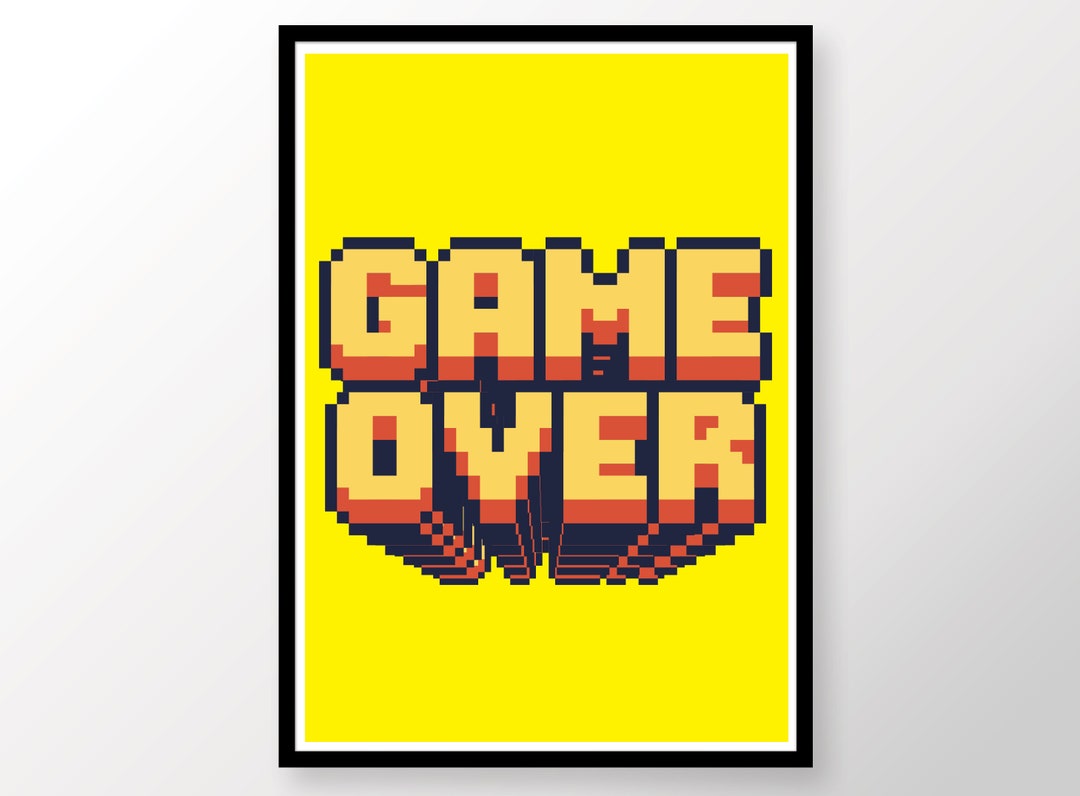 Game Over Print | Gaming Poster | Retro Video Games Typography ...