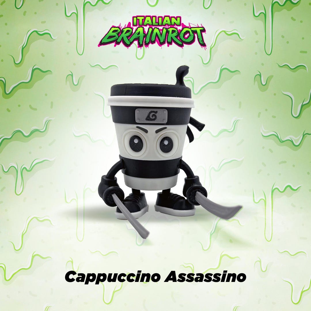 Cappuccino Assassino Italian Brainrot Articulated Figurine Viral Tiktok ...