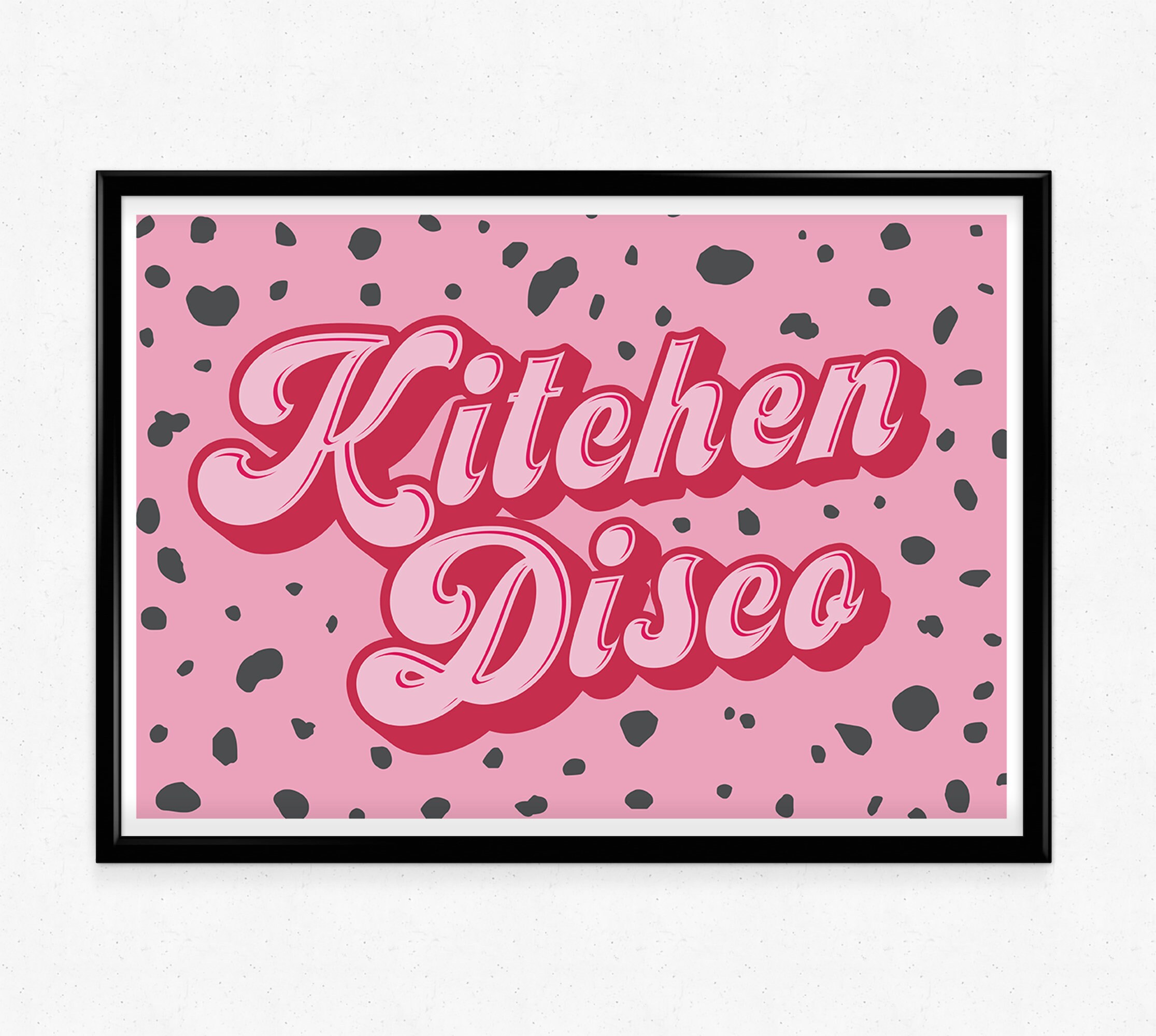 Kitchen Disco Print / Typography Poster / Pink Art / Decoración de la ...
