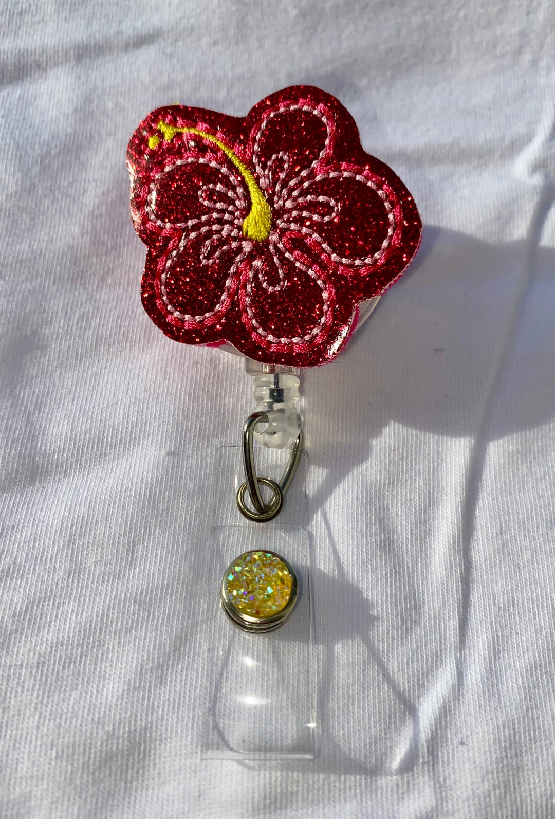 Hibiscus Name Badge, Name Badge Holder, Badge Clip, Badge Reel, Nurse ...