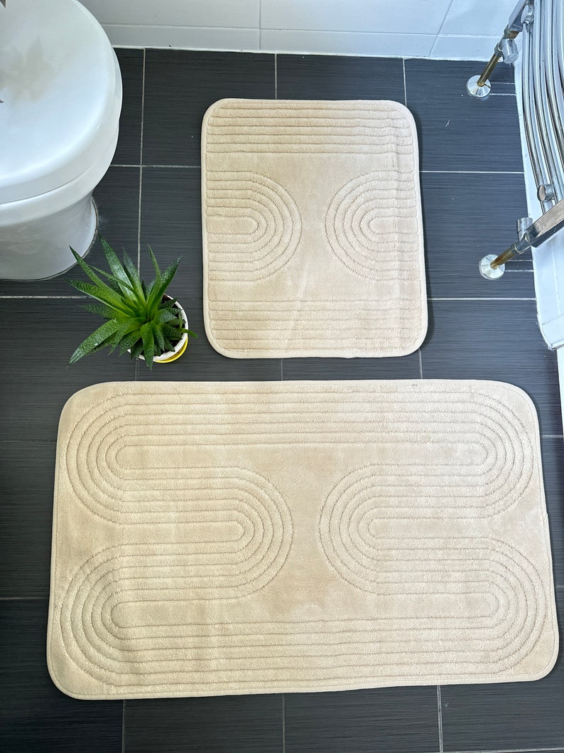 Turkish Bohocurves Bath Mat Set Non Slip, Bath & Pedestal Mats, Design ...