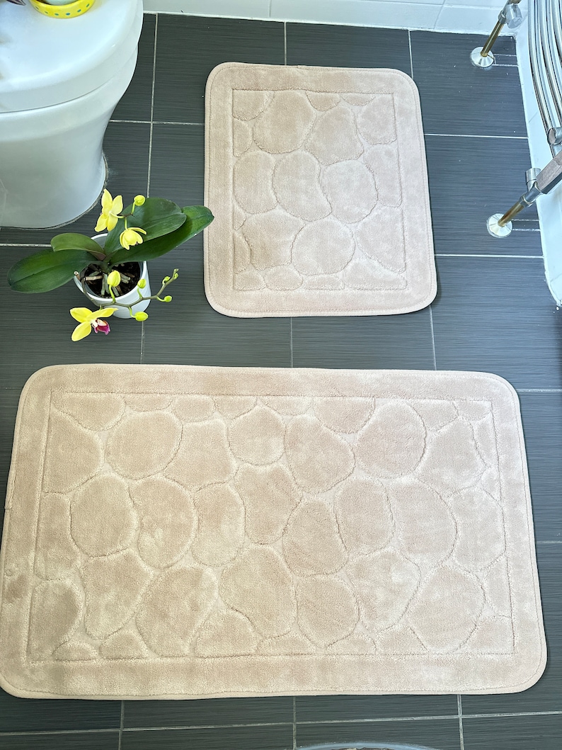 Bath Mat Set Non Slip, Bath & Pedestal Mats, Design for Bathroom, 2 ...