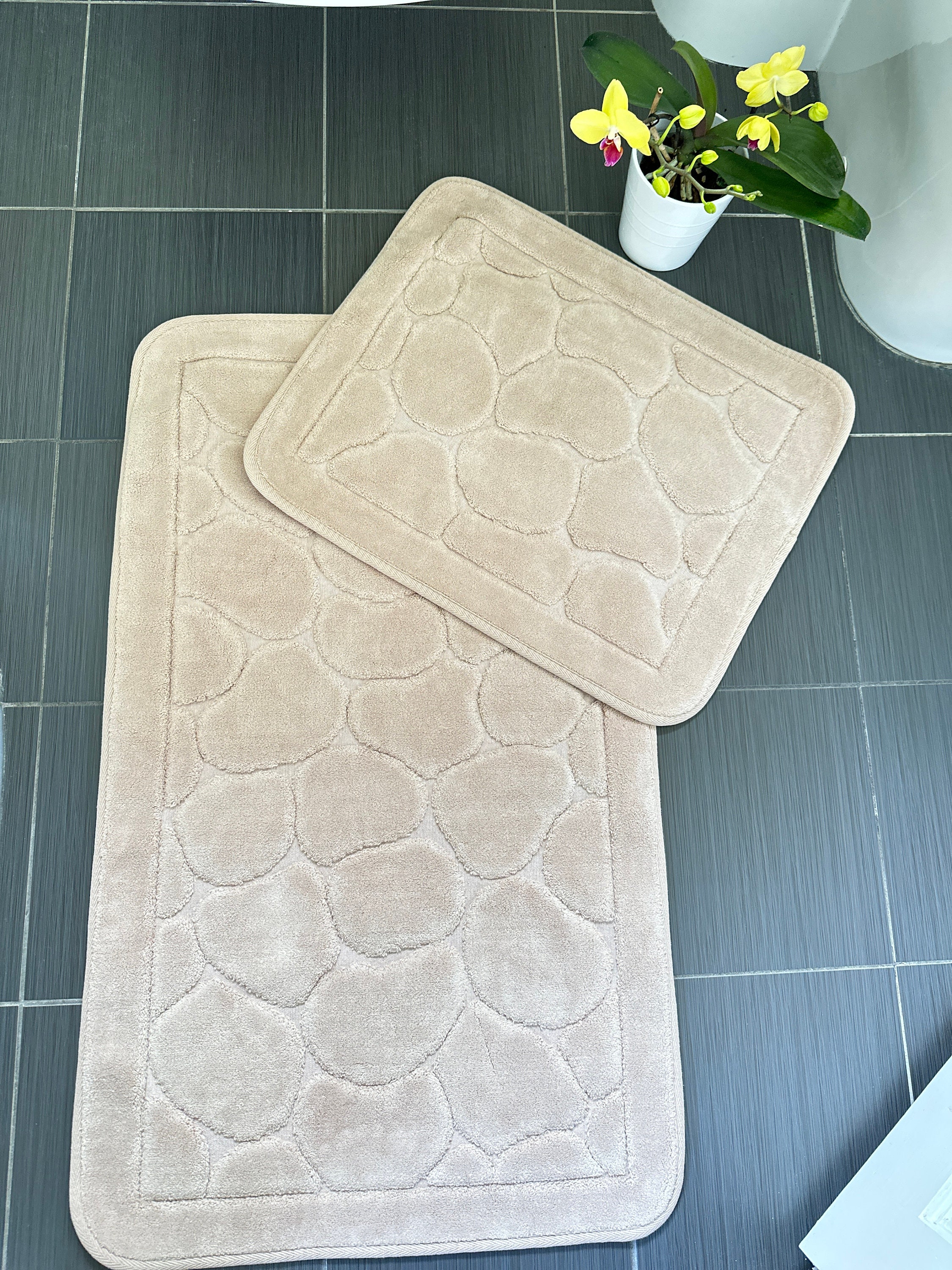 Bath Mat Set Non Slip, Bath & Pedestal Mats, Design for Bathroom, 2 ...