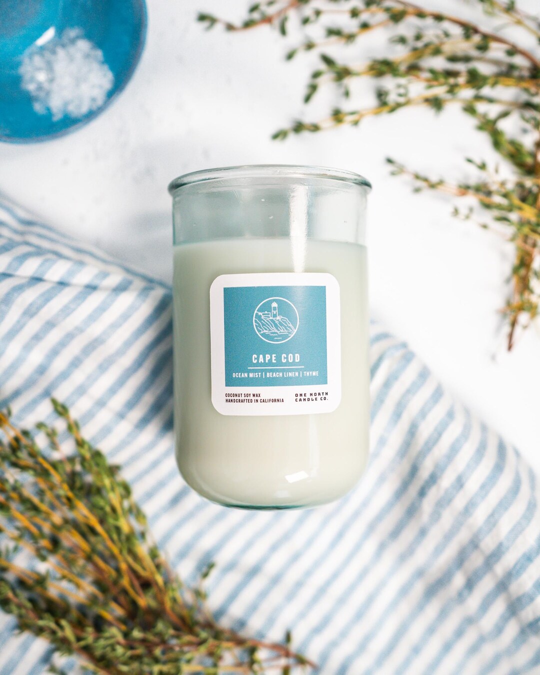 Cape Cod Candle: Ocean Mist, Beach Linen, Thyme - Coconut Soy Wax - Etsy