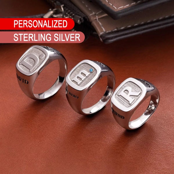 Mens Initial Ring - Etsy