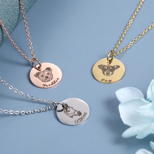 Personalized Pet Portrait Necklace, Pet Memorial Necklace, Custom Pet ...