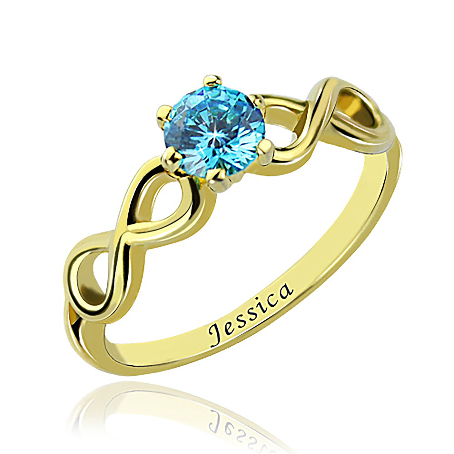 Double Infinity Promise Ring With Birthstone, Birthstone Ring, Infinity ...