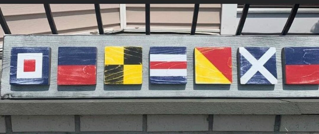 Signo de bandera de señal de regalo náutico de vacaciones personalizado ...