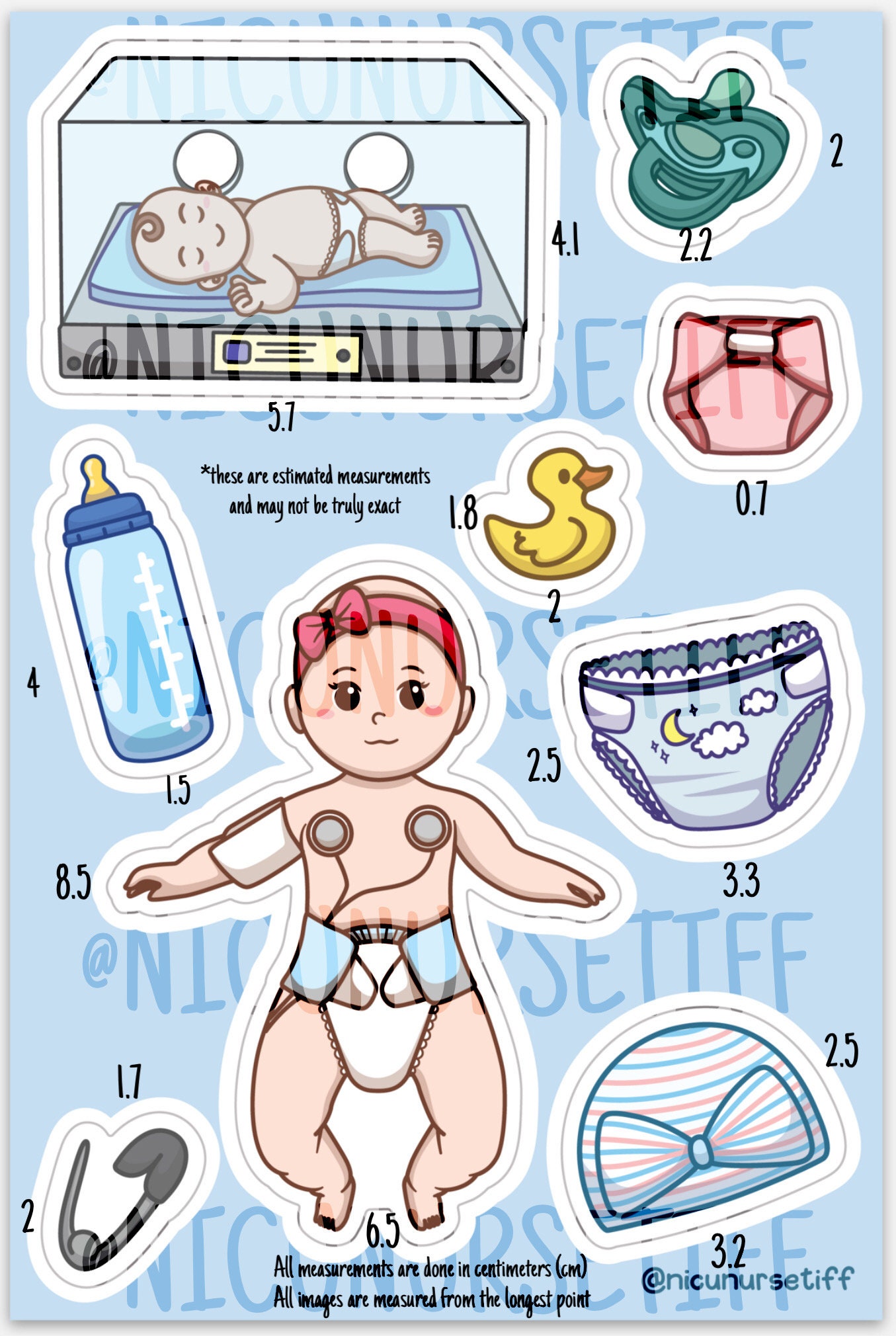 Neonatal Intensive Care Unit NICU Sticker Sheet. Vinyl Sticker and ...