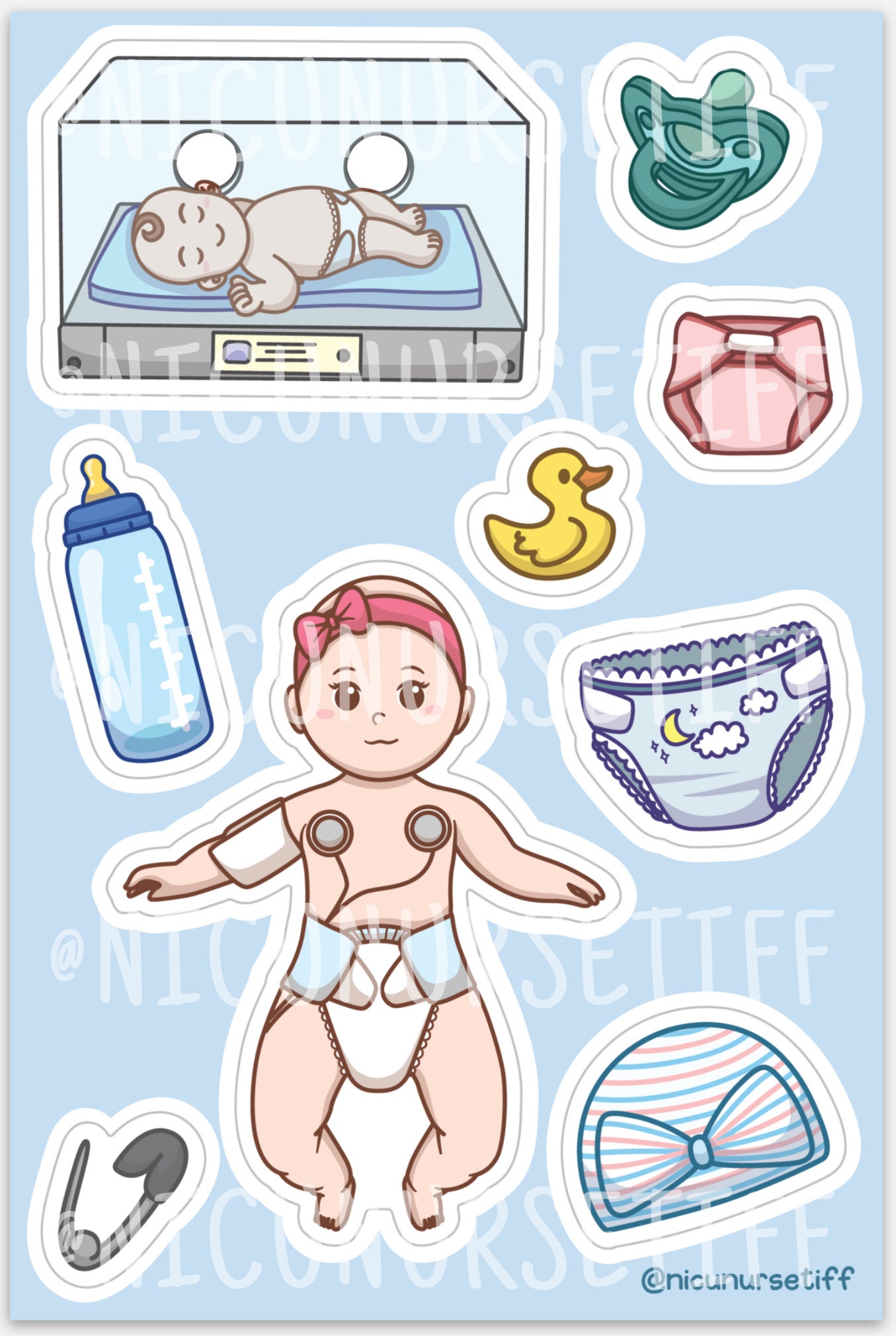 Neonatal Intensive Care Unit NICU Sticker Sheet. Vinyl Sticker and ...
